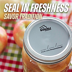 Denali Canning Lids | 24-Month Seals with PreserveLock | Fits standard Mason Jars | a USA Company (Regular Mouth, 5 Packs)
