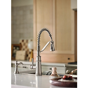 Moen 5927SRS Belfield One-Handle Pre-Rinse Spring Kitchen Faucet with Power Boost, Spot Resist Stainless