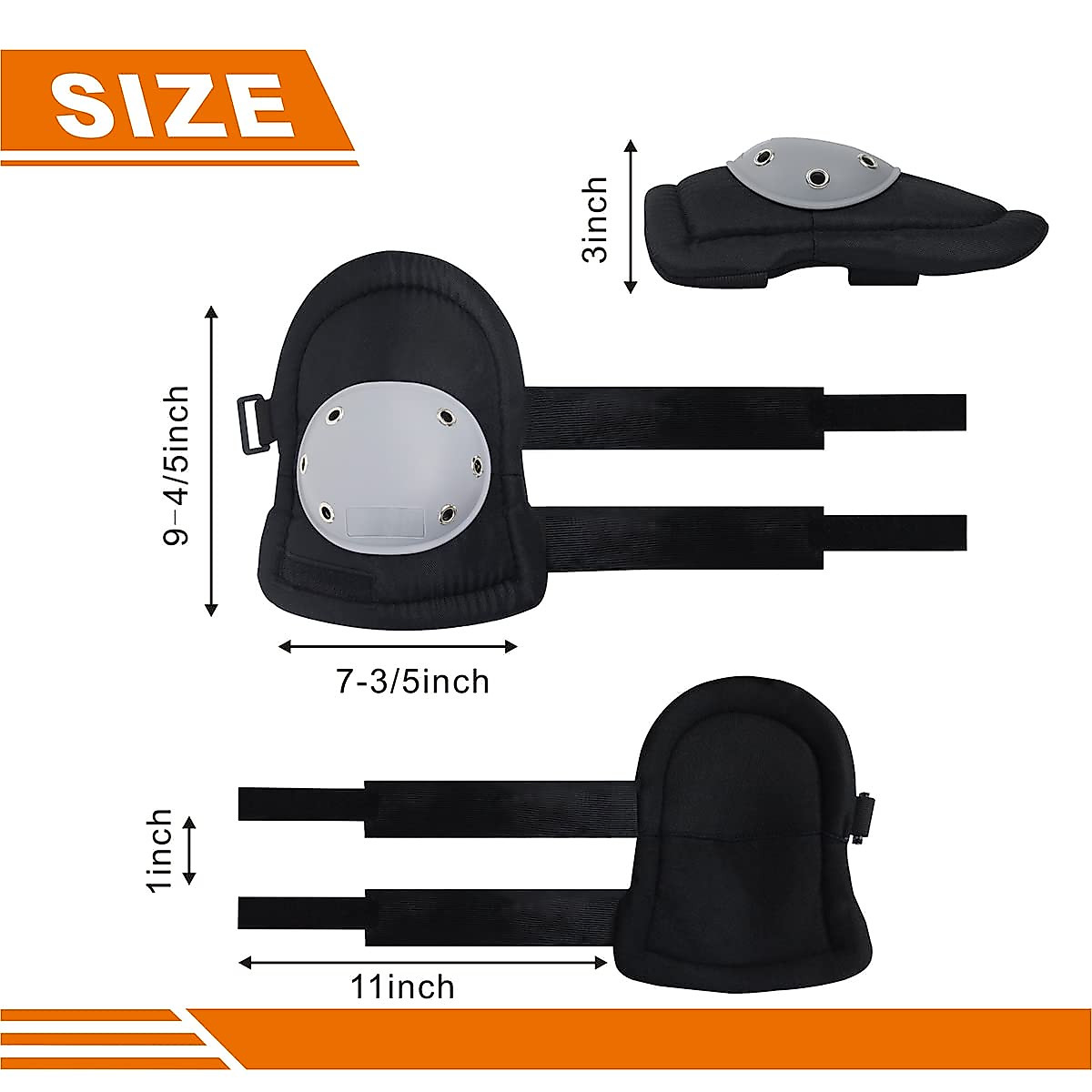 TILER Knee Pads for Work, Anti-Slip Collision Avoidance Kneepads for Men and Women with Comfortable Gel Cushion, Double Straps and Adjustable Clips for Construction, Gardening, Flooring 8129B-1