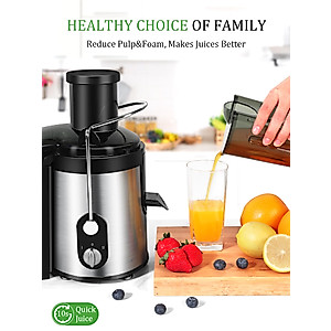 Healnitor 800W Centrifugal Juicer Machines Vegetable and Fruit with 3” Wide Chute, Juice Extractor with 2 Speeds, Easy to Clean, Anti-Drip, BPA Free