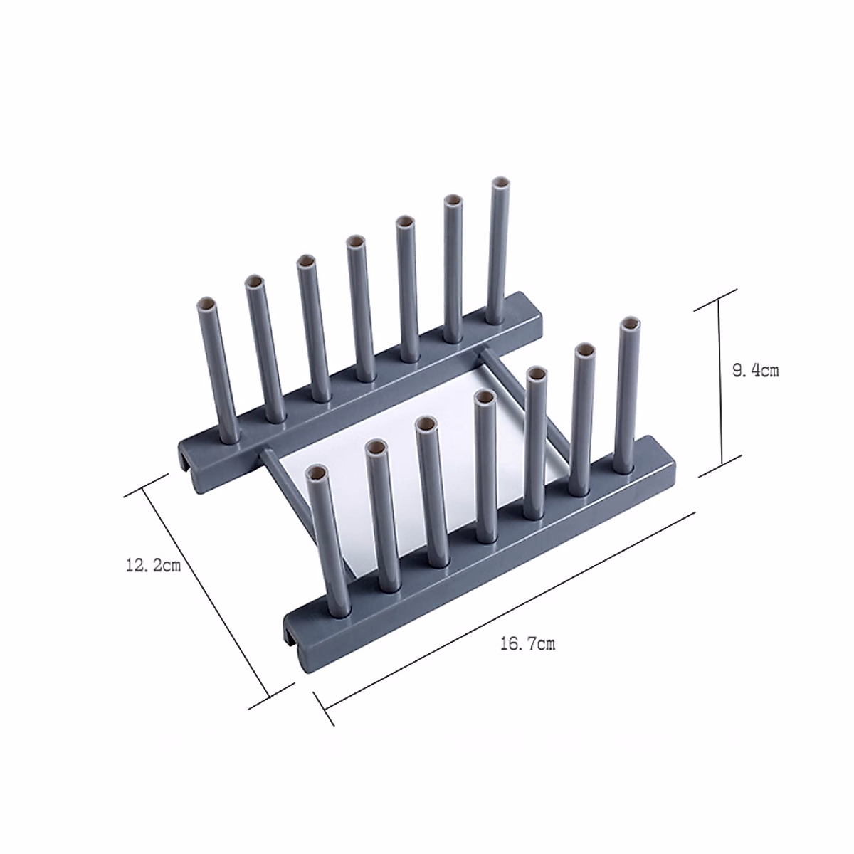 Halyuhn Gray Plate Racks Organizer for Cabinet, 4 Pack Plastic Plate Rack Stand Keep Dry for Dish, Bowl, Cutting Board, Bakeware, Serving Tray and More, Desk Mail Sorter Organizer 6 Slots Removable