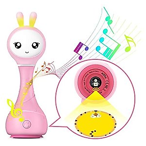 Alilo Bunny Baby Rattle Shaker and Teether Toys,Electronic Rattle Infants Toy,9 Kinds of Color Learning and Educational Toys with Music & Light for 0-6-12 Months, Gift for Newborns Girls Boys Toddlers