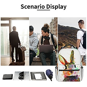 FACITE Laptop Tote Backpack, Colorful Bunny Rabbit Travel Backpack Multipurpose Casual Daypack for Women Men Work,Travel,Business,College School