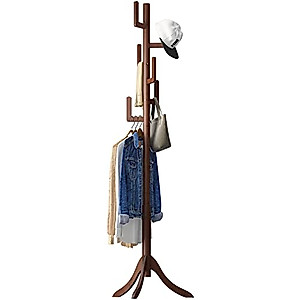 Vriccc Coat Rack Freestanding, Bamboo Cactus Coat Stand, Adjustable Height Wooden Coat Tree with 6 Hooks, kids coat rack, Used In The Bedroom Living Room, Office To Hang Clothes, Hats, Bags