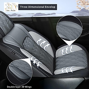 DISUTOGO Car Seat Covers Fit for Volvo S60 2001-2019 Full Set,Faux Leather Seat Cover Waterproof for S60 Vehicle Automotive Cushion Protector Compatible Airbag (5 Seats,Black&Dark Grey)