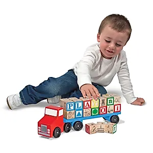 Melissa & Doug Alphabet Blocks Wooden Truck Educational Toy