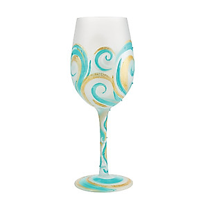 Enesco Designs by Lolita Riding the Waves Hand-Painted Artisan Wine Glass, 15 Ounce, Multicolor
