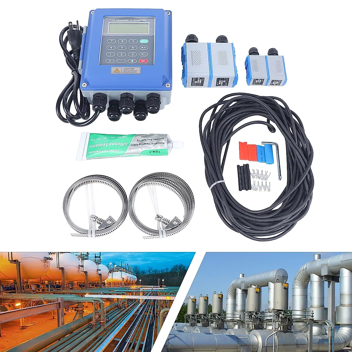 HYDIYGT Handheld Ultrasonic Flowmeter Clamp On Flow Meter Portable Liquid Flow Meter with TS-2，TM-1 Transducers for Copper and PVC Pipes