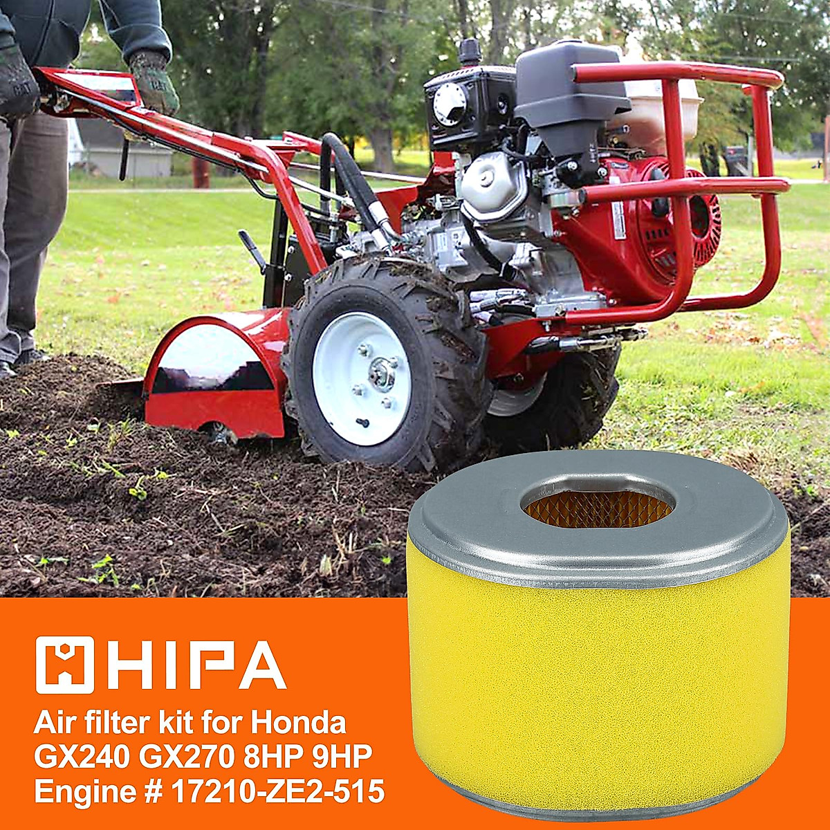 Hipa GX240 GX270 Air Filter For Honda 8HP 9HP Engine 17210-ZE2-822 17210-ZE2-821 08170-ZE2-820 17210-ZE2-505 17210-ZE2-515 EG3500 EN3500 EZ3500 Generator FR800 Rototiller WT30XK1 Water Pump