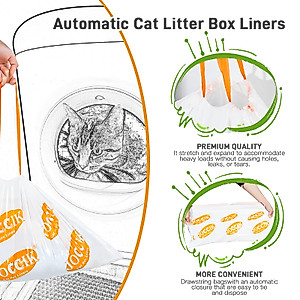 Drawstring Litter Liner Bags Compatible with Automatic Cat Litter Boxes 100 Count Tear Resistant Waste Drawer Liners