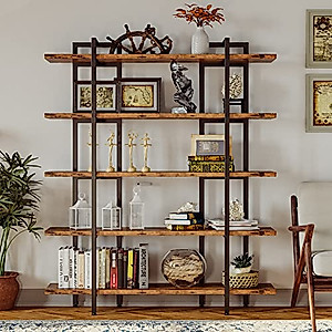 IRONCK Industrial Bookshelf and Bookcase 5 Tiers Large Open Etagere Shelves, 71.2" H x 53.1" L for Home Office, Living Room Bedroom Home Office