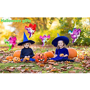 HOZKEAP 24 Packs Bulk Halloween ghost Fidget Bubble Mini Pop Keychain，Small Birthday Party Favors Supplies and Student Prizes