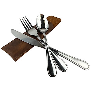 Hide & Drink, Leather Cutlery Cover (4 Pack) / Restaurant & Cafe Supplies / Dining / Home Accessories, Handmade :: Bourbon Brown