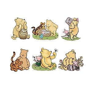 6 PCS Classic Winnie Cutouts with Stand Cute Pooh Baby Shower Cutouts for Winnie Birthday Decorations Centerpiece Yard Signs
