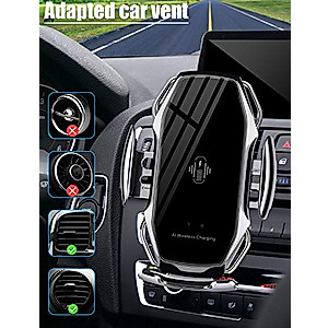 Wireless Car Charger,10W Qi Fast Charging Auto-Clamping Car Phone Mount Air Vent Phone Holder Compatible with iPhone 13/12/12Pro/SE/11/11Pro/11ProMax/XSMax/XS/XR,Samsung S10/S9/S8/Note10