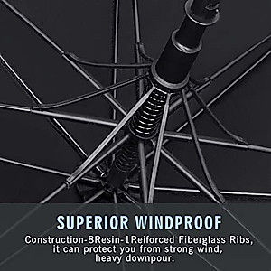 ZOMAKE Large Golf Umbrella 62 Inch - Double Canopy Vented Golf Umbrellas for Rain Windproof Automatic Open Golf Push Cart Umbrella Oversize Stick Umbrellas for Men Women(Black)