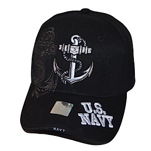 US Navy Hat Official Licensed Military Cap, Unisex Embroidered Black Armed Forces Anchor Baseball Cap