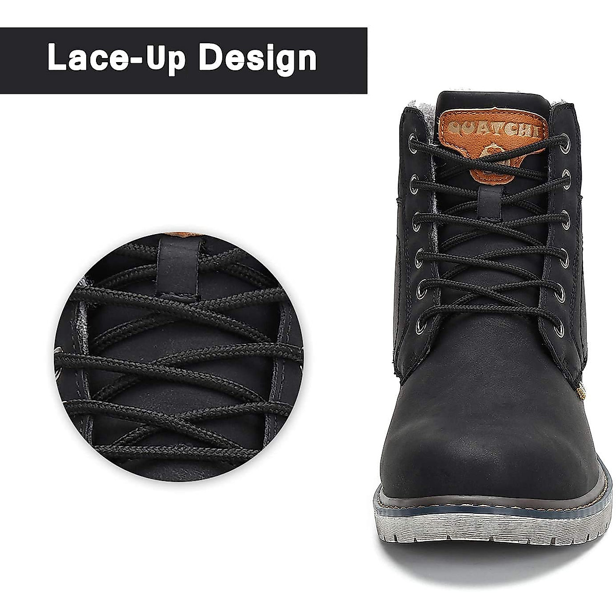 Mishansha Women's Hiking Boots Men's Warm Snow Boots Warm Ankle Bootie Non Slip Walking Black 7 Women/6 Men