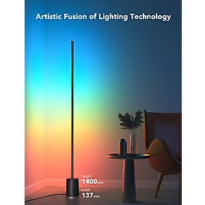 Govee RGBIC Floor Lamp, Modern LED Lyra Corner Lamp with 64+ Scene & Music Modes, 1500 Lumens, DIY Mode, Smart Remote Control Standing Floor Lamp for Bedroom, Living Room, Gaming Room, Black