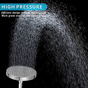 Nuodan High Pressure Rain Shower Head with 11'' Extension Arm - High Flow Rainfall Showerhead - Luxury Modern Look - Pressure Boosting (Chrome)