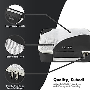 ALL INCLUDED 10 Set Sturdy Packing Cubes for Suitcases,OlarHike Travel Essentials,UPGRADED Anti-Tear Stitching, NEW Improved Luggage Packing Organizers for Travel Accessories(Black)