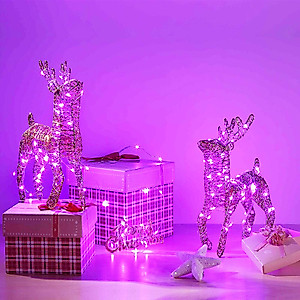 RUICHEN USB Fairy Lights 20 Ft 120 LED String Lights with On/Off Switch, Waterproof Copper Wire Lights for Bedroom Wall Ceiling Wreath Christmas Easter Valentines Day Wedding Party (Pink)