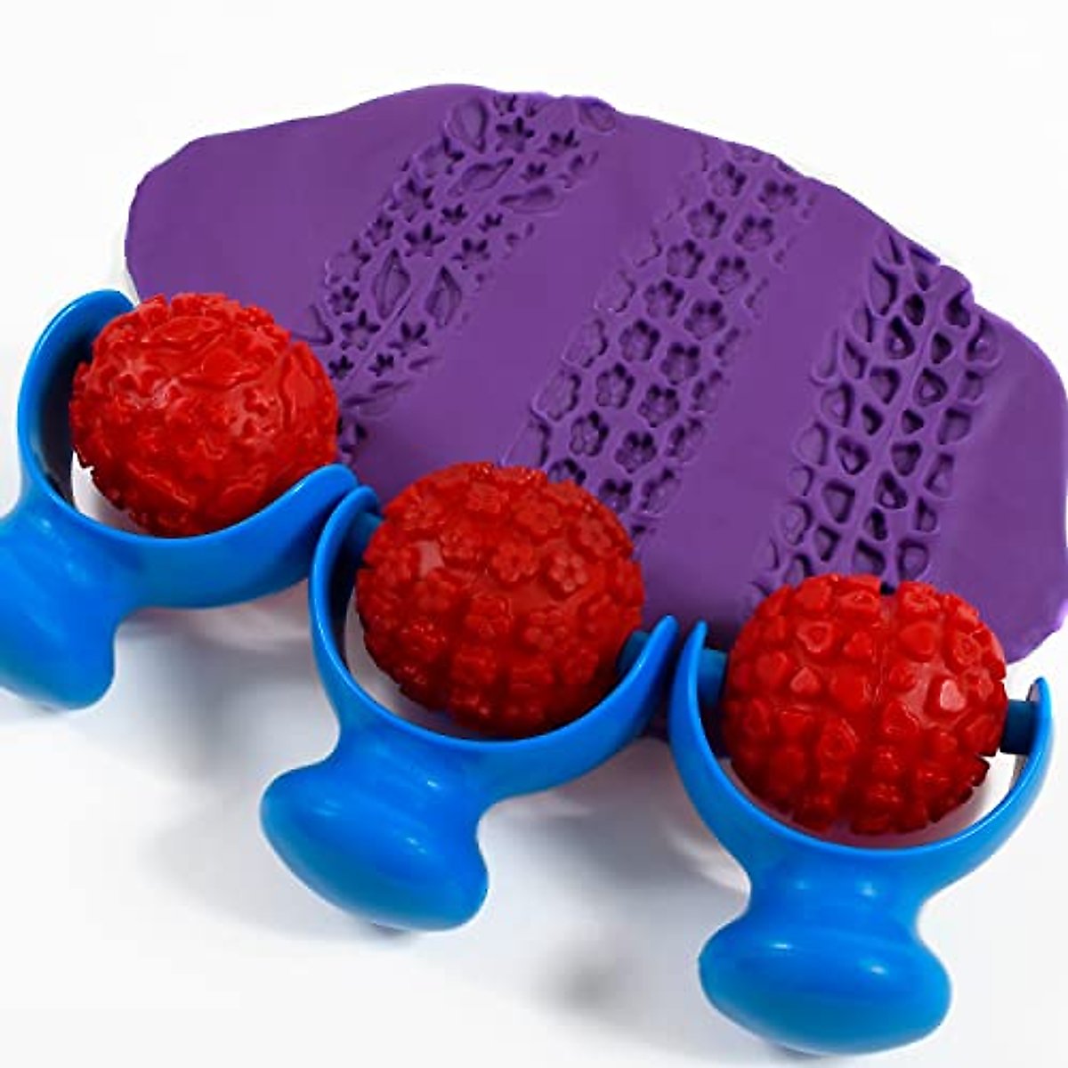 READY 2 LEARN Palm Dough Rollers - 3 Easy to Hold Arts and Crafts Tools for Kids - Set 2 - DIY Textured Patterns in Dough, Clay and Paint