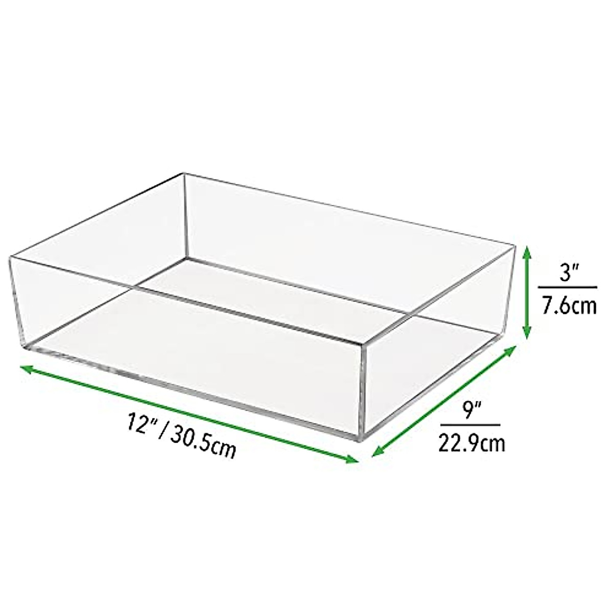 mDesign Plastic Storage Organizer Tray for Bathroom Vanity Countertops, Closets, Dressers - Holder for Guest Hand Towels, Watches, Earrings, Makeup Brushes, Reading Glasses, Perfume - Clear