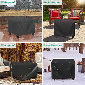 SunPatio Outdoor Ottoman Cover, Waterproof Square Coffee Table Cover, Patio Furniture Covers Side Table Cover, All Weather Protection, 22W x 22D x 18H, Black