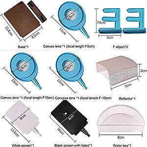 Sgdodky Optical Experiment Kit, DIY Projects Physics Set, Optical Concave Convex Lens Prism Set, Optical Bench Pinhole Imaging Various Optical Experiments Can Be Performed