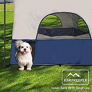 KAMPKEEPER Camping Cube for Pop Up Canopy Tent, Converts 10'x10' Straight Leg Canopy into Camping Inner Tent, with 1 Dog Hole–Fully Vented Roof(Canopy & Frame NOT Included), Navy Blue