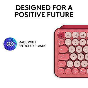 Logitech POP Mechanical Wireless Keyboard with Customizable Emoji Keys, Durable Compact Design, Bluetooth or USB Connectivity, Multi-Device, OS Compatible - Heartbreaker Rose