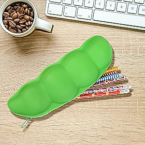 NUOBESTY 2pcs Silicone Pencil Bag Pea and Carrot Shape Pencil Case Makeup Tool Pouch Zipper Stationery Pouch Pencil Holder Organizers for Kids Students
