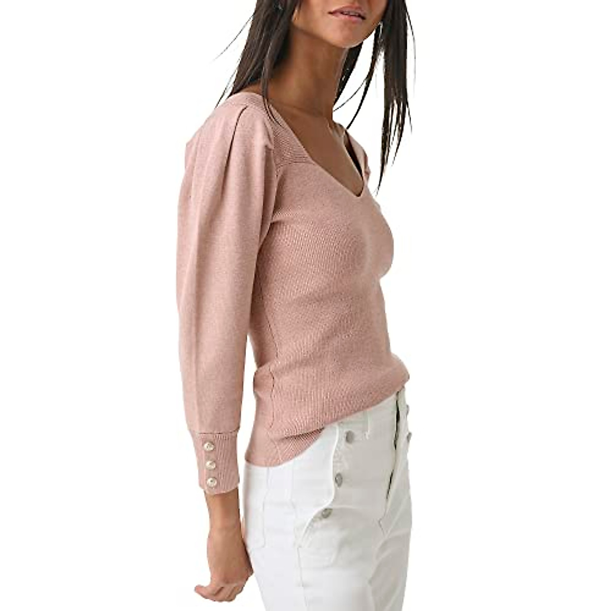 Karl Lagerfeld Paris Women's Everyday Casual Sparkle Sweater, Dune Pink Multi