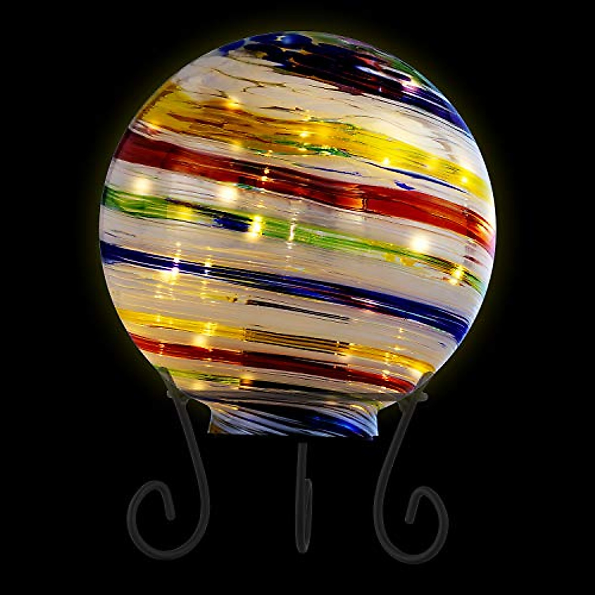 Alpine Corporation HGY310A-TM Gazing Globe with LED Lights, 10 Inch Tall, Multi-Color