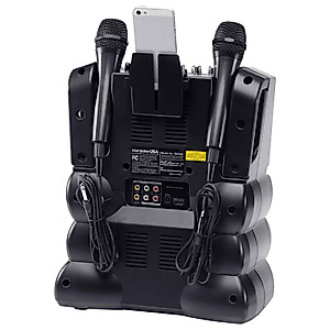 Karaoke USA GF946 GF946 DVD/CD+G/MP3+G Bluetooth 35-Watt Karaoke System with 7-Inch TFT Digital Color Screen, LED Lights, HDMI Output, and 2 Microphones (Black)