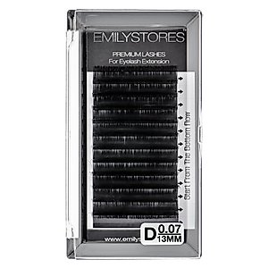 EMILYSTORES Eyelash Extensions 0.07mm Thickness D Curl Length 13mm Single Size Rapid Volume Eyelash For Lash Extensions, Easy Fan Blooming Flower Lashes, Self Fanning Lashes, (0.07,D,13mm)