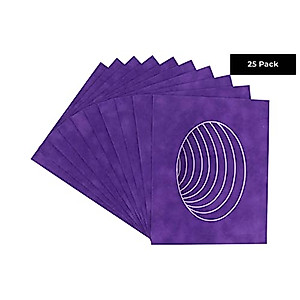Purple Crocus Suede Acid Free 12x24 Oval Picture Frame Mat with White Core Bevel Cut for 10x20 Pictures - Fits 12x24 Frame - Pack of 25 Matboard Show Kits With Acid Free Backings & Clear Bags
