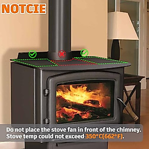 KIAADSY Wood Stove Fan Heat Powered, 5-Blade Fireplace Fan for Wood/Fireplace/Log Burner, Efficiently Circulate Warm Air, Cocoon Fan(Black, 5 Blade)