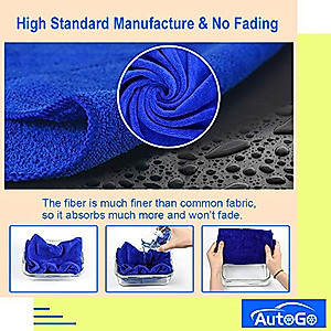 AutoGo 16x16 Inch Pack of 3 Versatile Microfiber Cleaning Cloth, High-Absorbent Lint-Free Streak-Free Towel for Car, House, Kitchen, Window, etc.