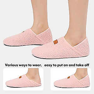 XIHALOOK House Slippers for Women Indoor Home Shoes Warm Barefoot Slippers Anti-slip Pink, 9.5-10 Women/8-8.5 Men