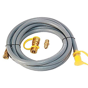 12 Feet 3/8 ID Natural Propane/Natural Gas Hose with 3/8" Female by 1/2" Male, Quick Disconnect Kit for Grill, Griddle, Fire Pit,Generator, Heater and More NG/Propane Appliance