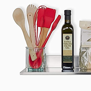 Wallniture Plat 15.8" Kitchen Floating Shelves and 30.75" Steel Shelves Bundle Restaurant Bar Cafe & Home Kitchen Organization Silver