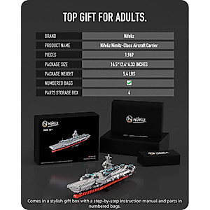Nifeliz Nimitz-Class Aircraft Carrier, Military Warship Building Model Toy with Technology Components, USS George H.W. Bush Display Set for Adults and Teens (1,969 Pieces)