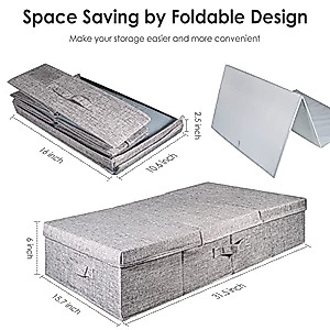 Paddsun 2 Pack Under Bed Storage Containers Bin with Lids, Foldable Underbed Shoes Storage Bag Organizer for Closet with 3 Handles, Sturdy Bed Storage for Clothes Pillow Blankets Bedding