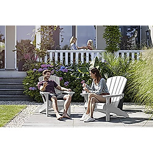 Keter 2 Pack Alpine Adirondack Resin Outdoor Furniture Patio Chairs with Cup Holder-Perfect for Beach, Pool, and Fire Pit Seating, White