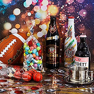 Outus 100 Pieces Sport Treat Bags Football Candy Bags Soccer Baseball Basketball Party Treat Goodie Bags Cellophane Bags with 100 Pieces Gold Twist Ties for Sport Theme Party Favors
