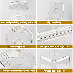 Eagrye 22 Lbs Large Rice Storage Container with Measuring Cup, Clear Pets Food Bin with Seal Locking Lid, Dry Food Flour Bin for Rice, Flour, Pet Food, Baking Supplies