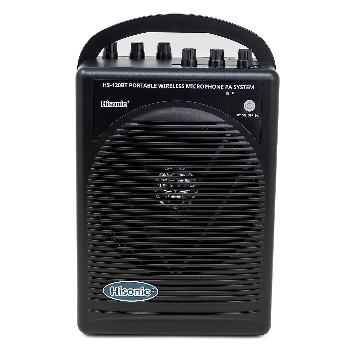 HISONIC HS120BT HL Portable PA System with Wireless Microphones and Lithium Rechargeable Battery and Car Cable Bluetooth Connected with Cell Phones and Pads Black