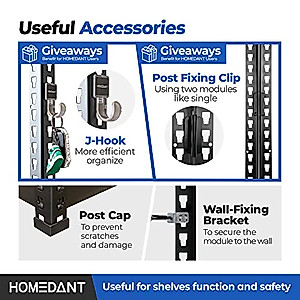 HOMEDANT 5 Tier Laminated Metal Shelving Unit Adjustable Garage Storage Utility Rack Heavy Duty Shelves Organization Multipurpose Shelf Warehouse Basement Pantry Shed 35.9" W x 18.2" D x 71.3" H 1Pack
